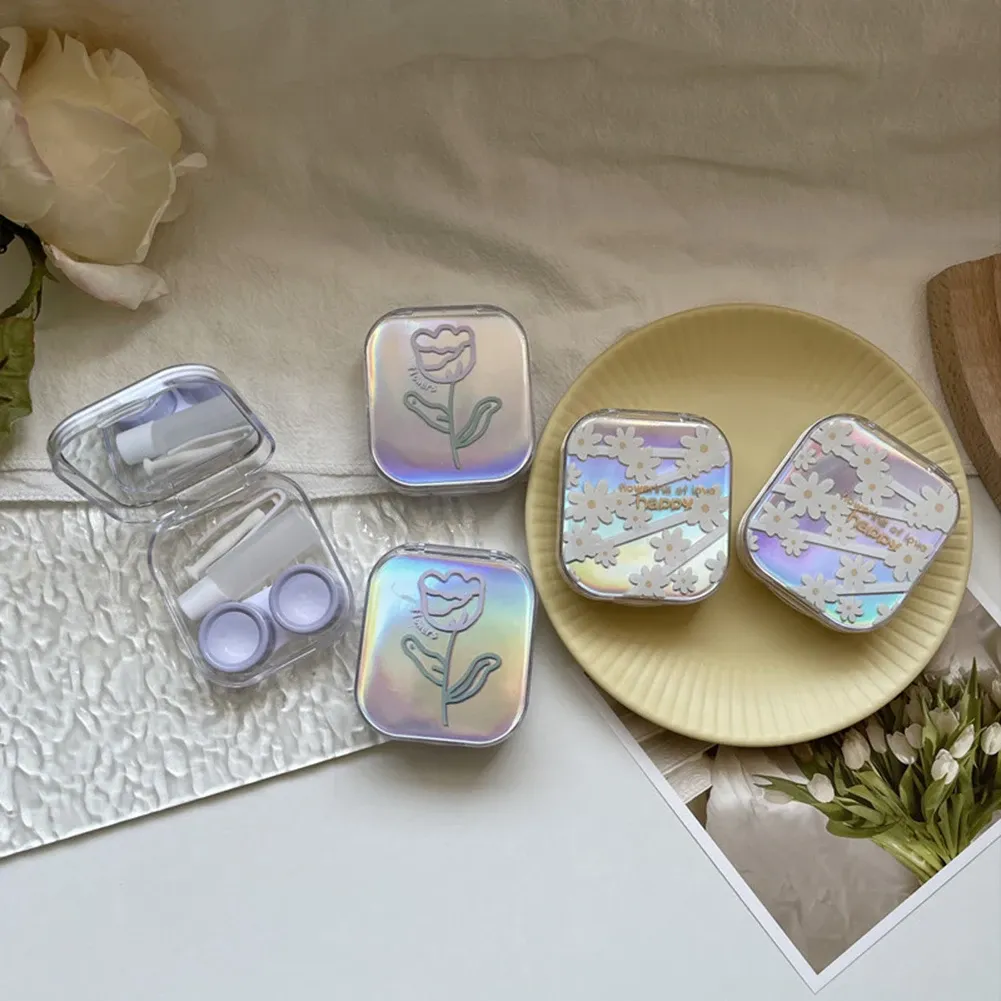 INS Colored Laser Cover Contact case lens Box with Mirror - Beauty Lens ...