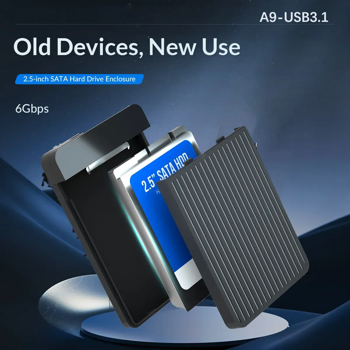USB 3.1 Gen 2 Type-C Aluminum External Hard Drive Enclosure, Black HDD ...