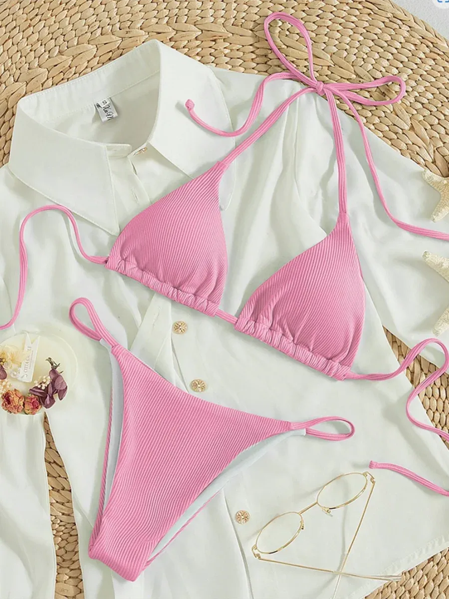 Stry String Bikini 2024 Triángulo De Mujer Sólido Traje De Baño ...