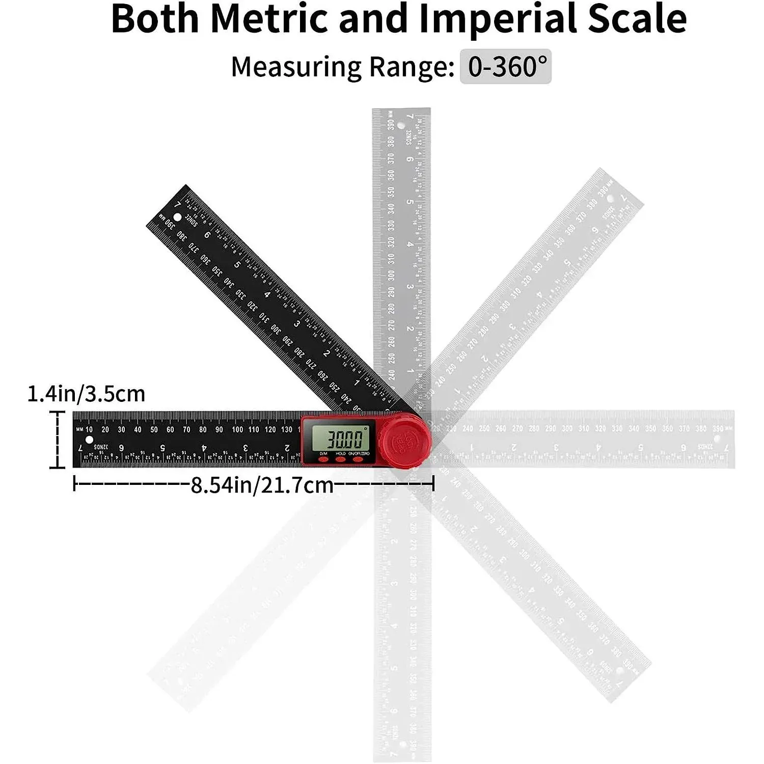 2 In 1 Angle Measurement Tool, Digital Protractor, Multifunctional 360 ...