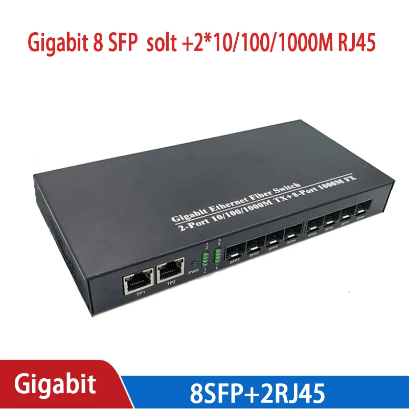 Fiber Optic Ethernet Media Converter 8 SFP+ 2 RJ45 Gigabit Switch For ...