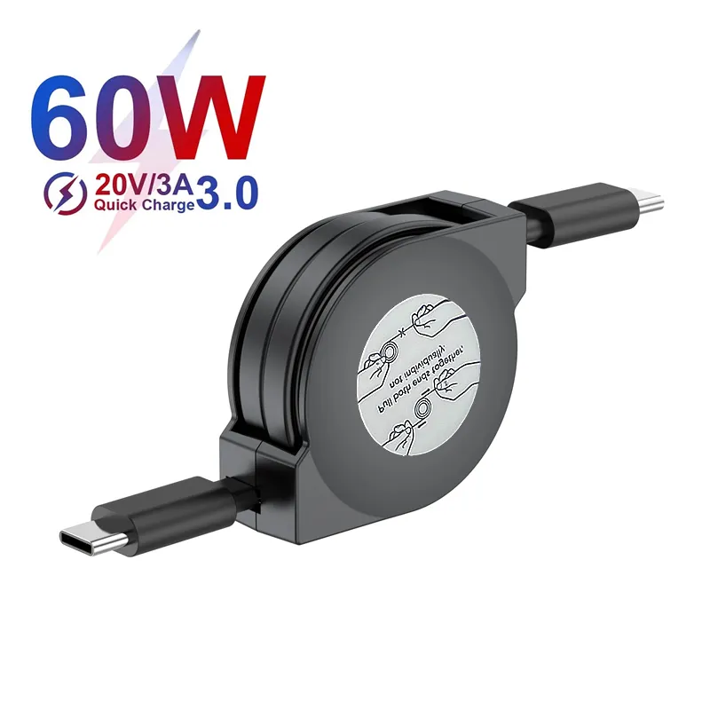 Retractable USB C Cable, USB C Charger 60W, Premium Data Cord For Type ...