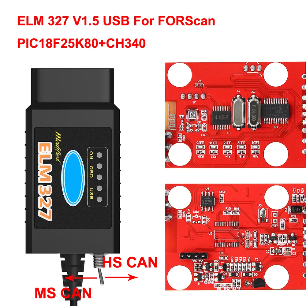 ELM 327 V1.5 USB FORScan Ford Car Diagnostic Tool PIC18F25K80 FTDI ...