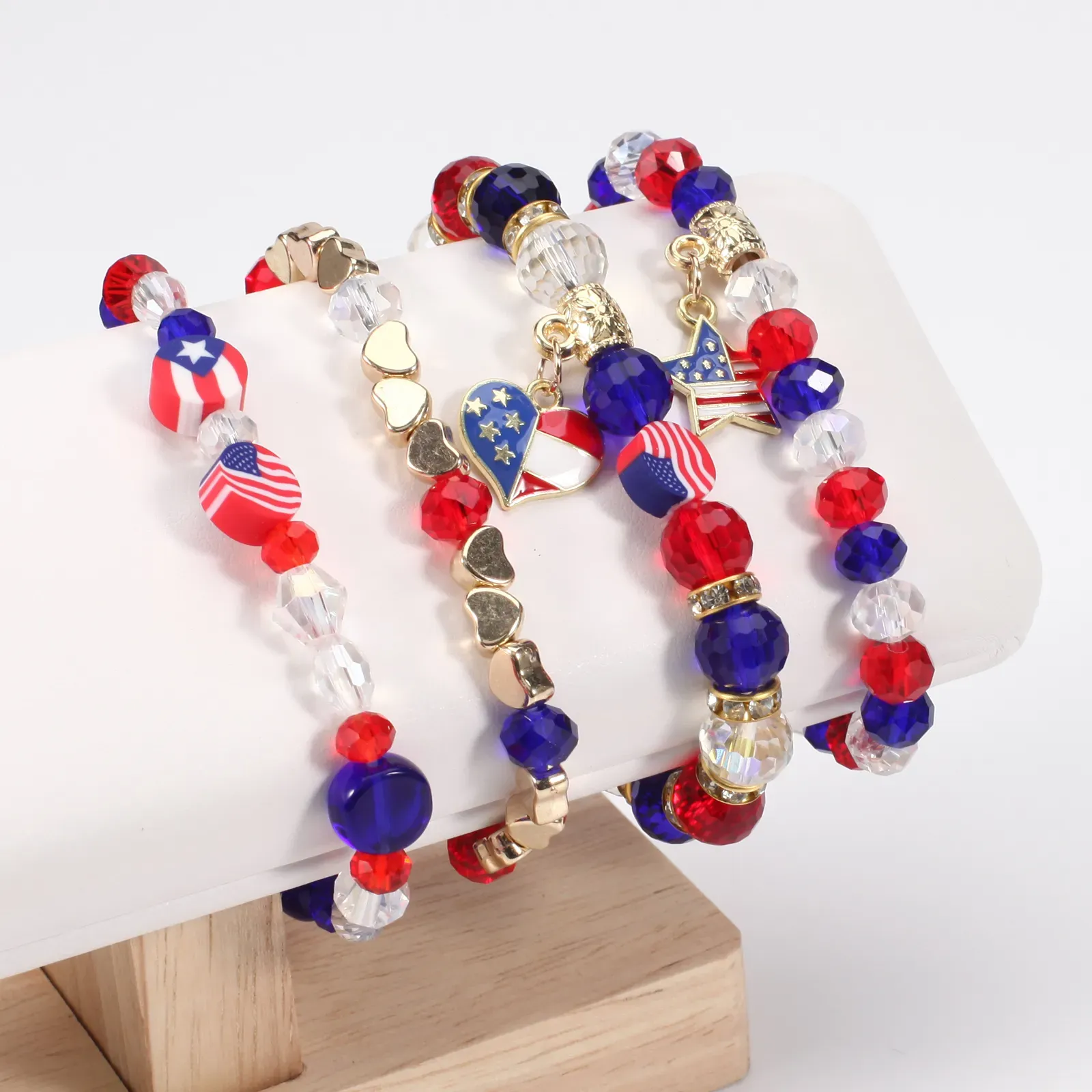 Love Heart and Star Shape Pendant Beaded Bracelet Boho Style Multilayer ...