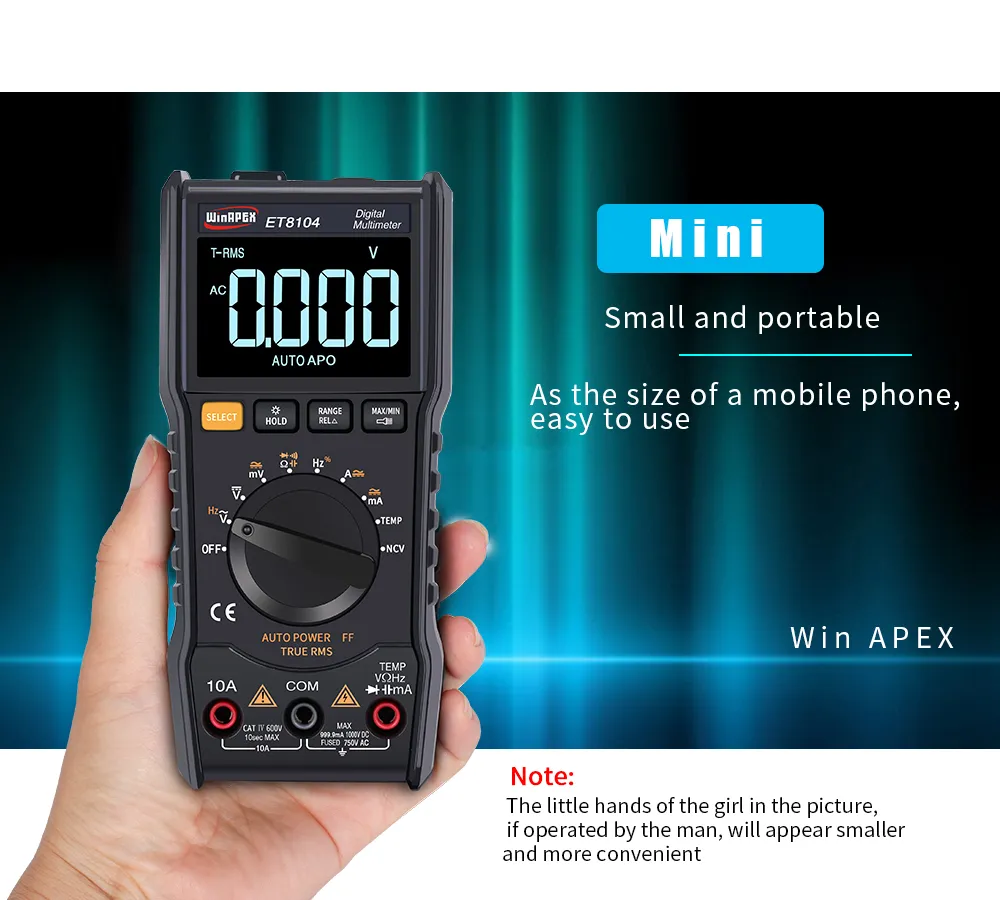 WINAPEX ET8104 9999 Counts True RMS Digital Multimeter for AC/DC ...