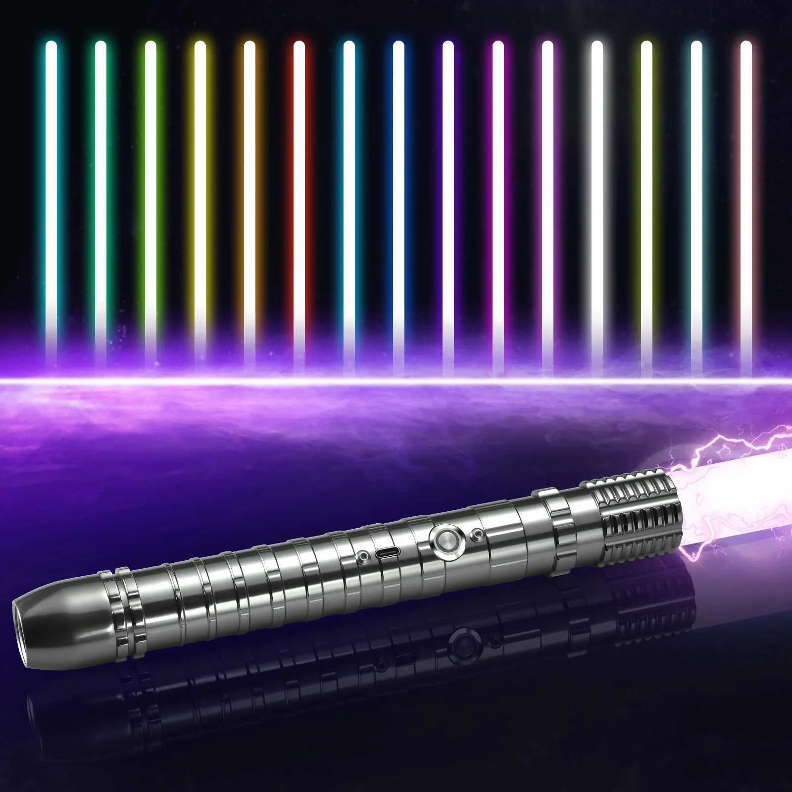 RGB LED Lightsaber with Metal Hilt, 6 Sound Effects, USB Rechargeable ...