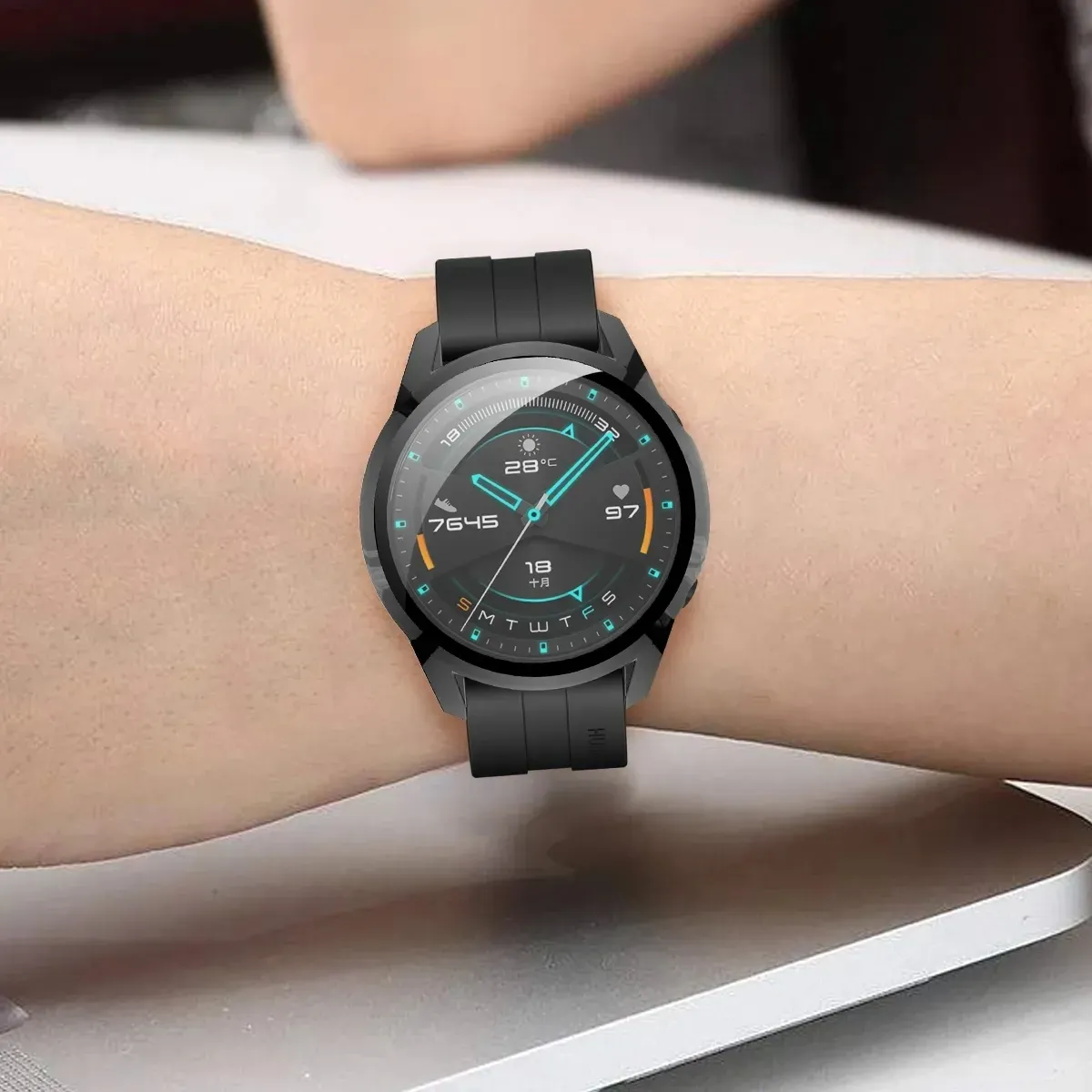 Tempered Glass Case Cover Screen Protector for Huawei Watch GT 2 46mm ...