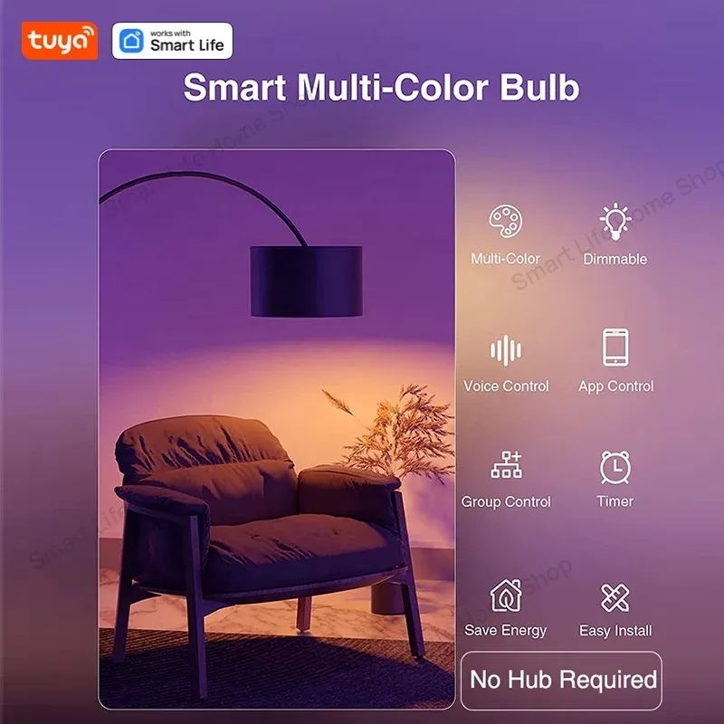 Tuya Smart Home Bluetooth RGB Bulb E26 120V Smart Light with Google ...