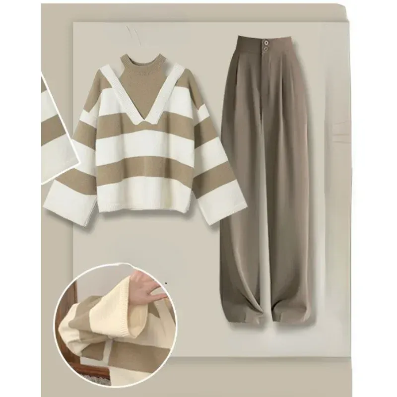 DHgate.com:Womens Khaki Striped Sweater Suit: Comfy, Chic, and ...