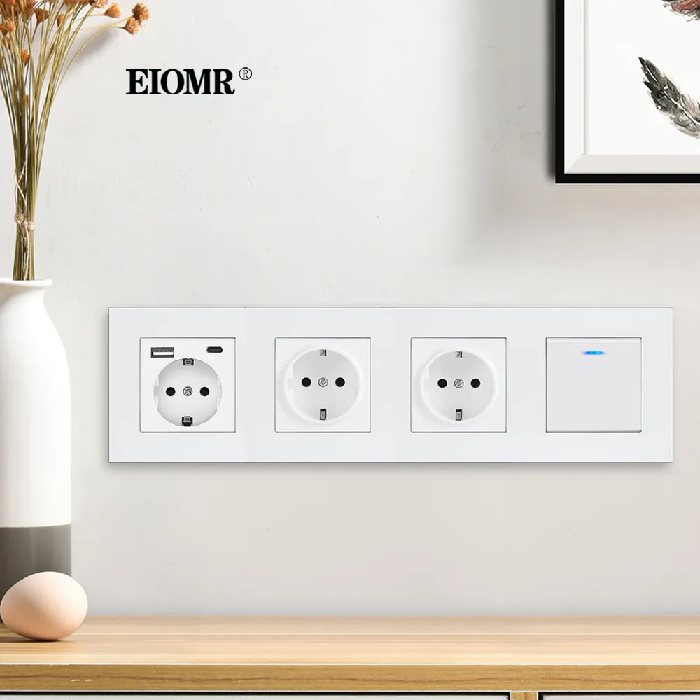 EIOMR EU Standard Wall Power Outlet, Type-C Fast Charging USB Socket ...
