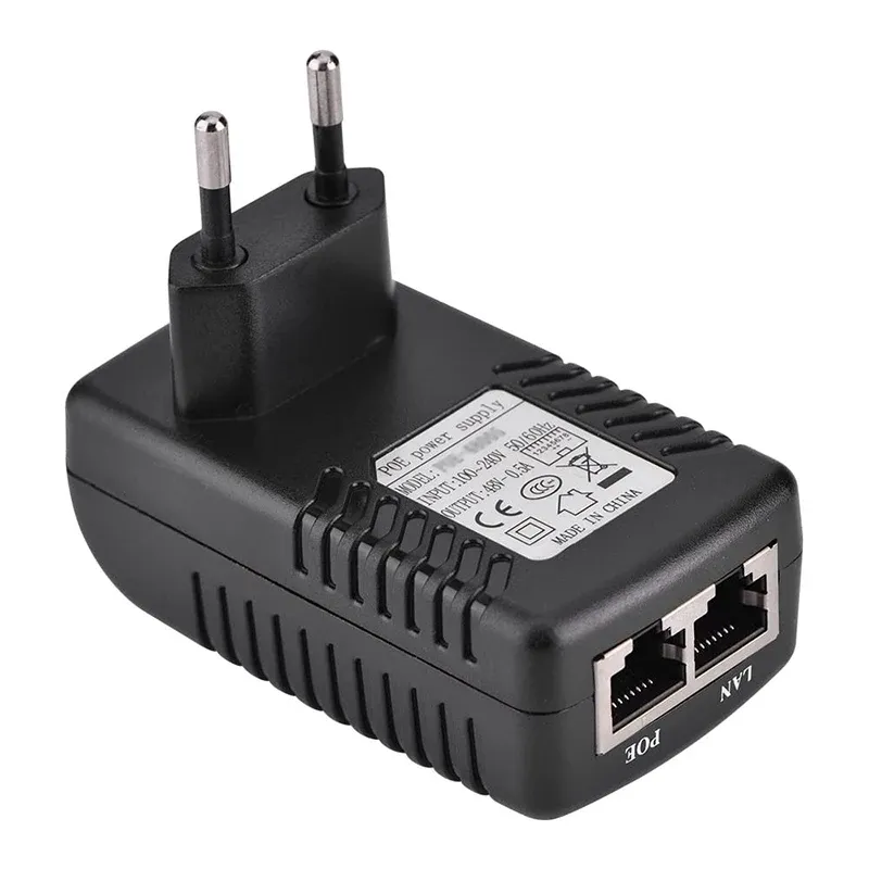 POE Injector 48V 0.5A Power Supply Over Ethernet Adapter For 802.3af ...