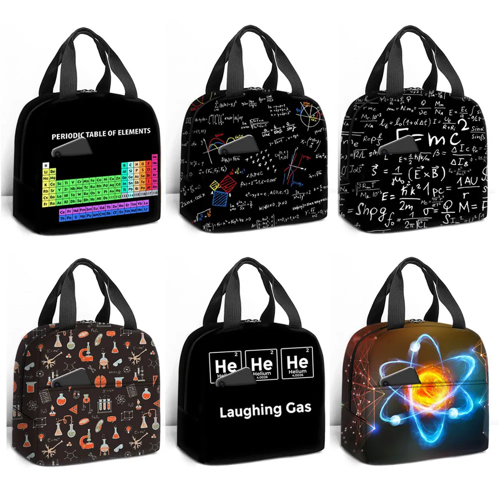 Small Insulated Lunch Box, Periodic Table Pattern Cooler Tote Bag ...