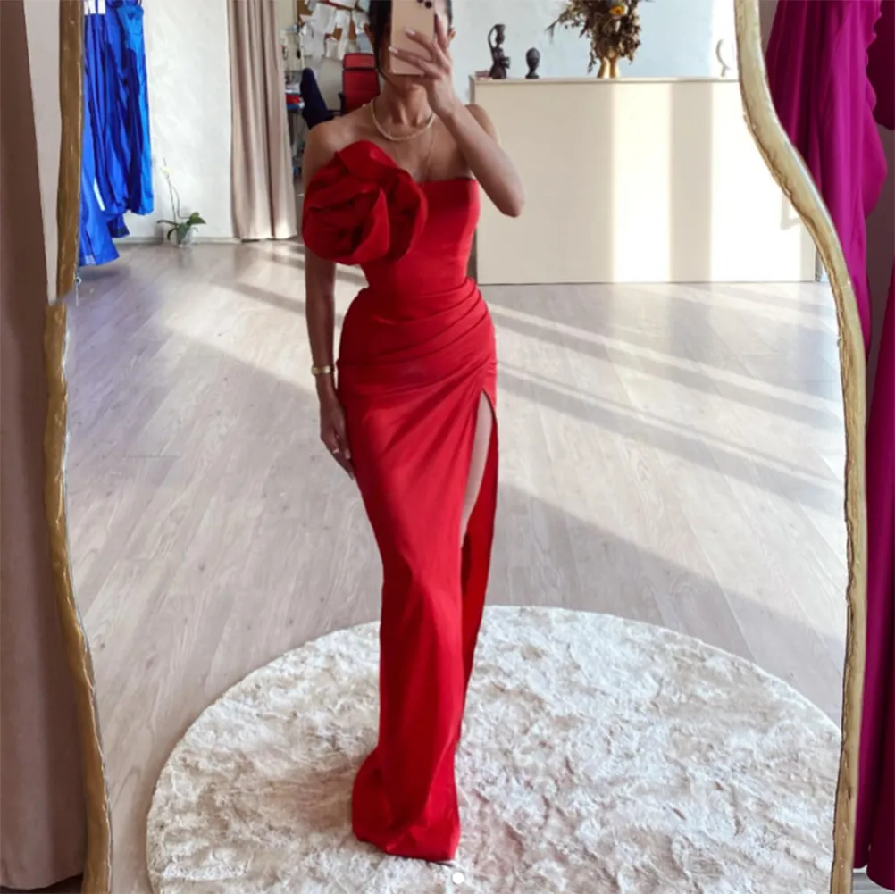 DHgate.com:Strapless Mermaid Prom Dress: Elegant Red Crepe Formal Gown ...