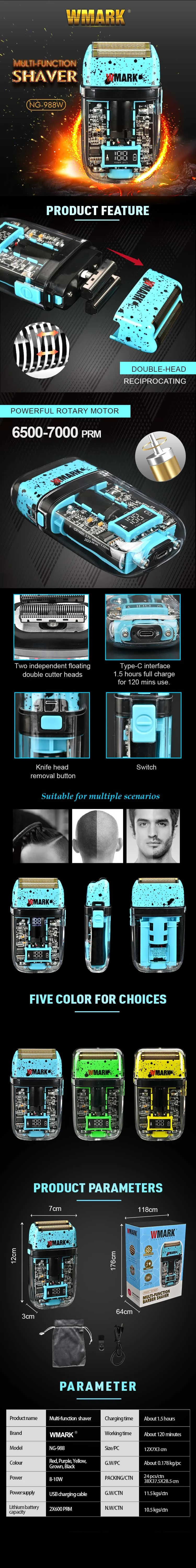 DHgate.com:WMARK Electric Shaver for Men: NG-988W USB Rechargeable ...