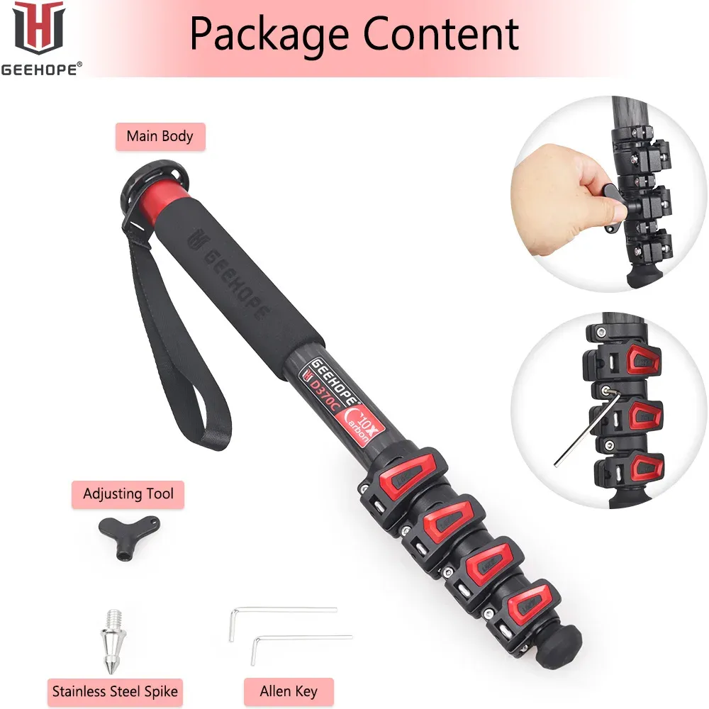 DHgate.com:Carbon Fiber Travel Monopod, GEEHOPE D260C/370C Professional ...