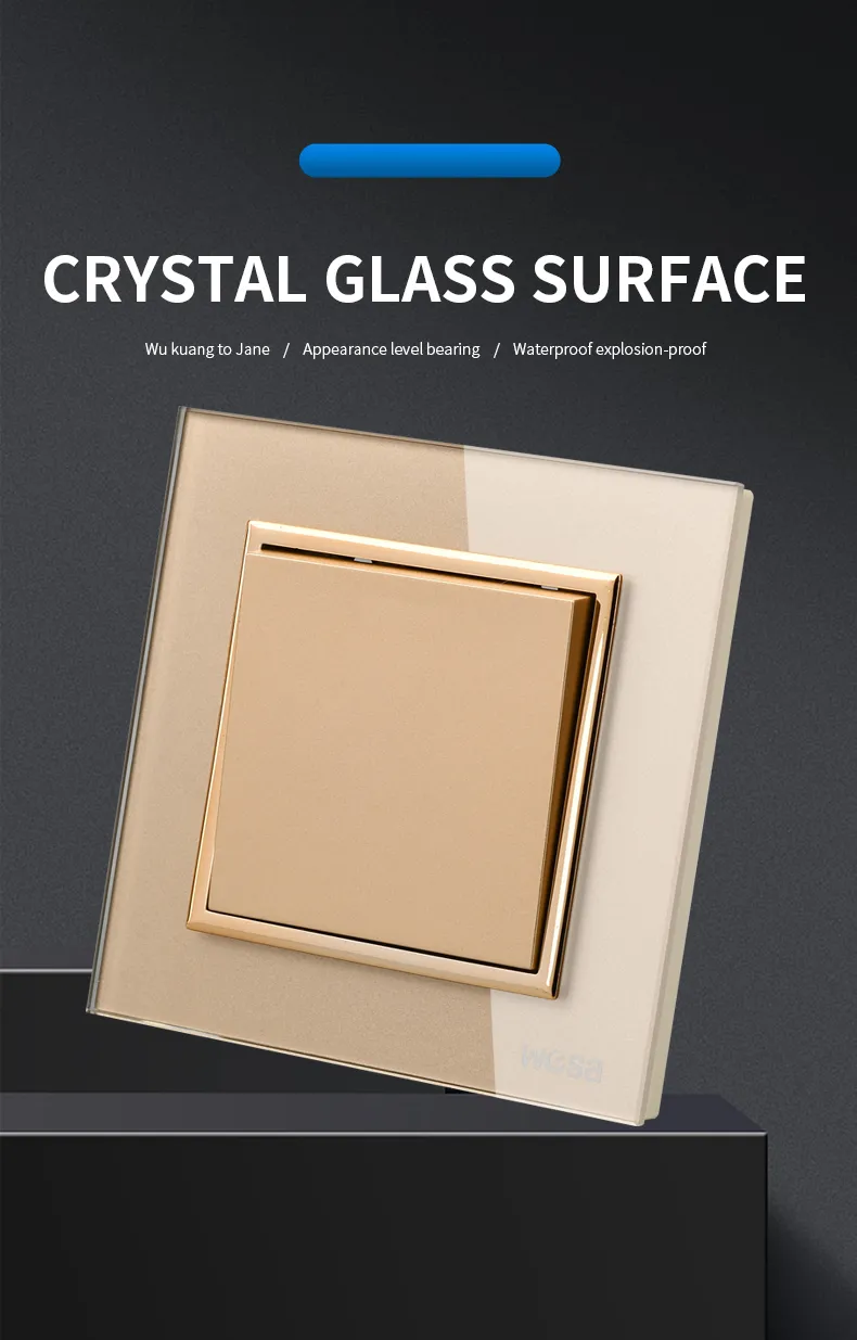 Luxury Flame-Retardant Gold Crystal Glass Panel Single Rocker Wall ...