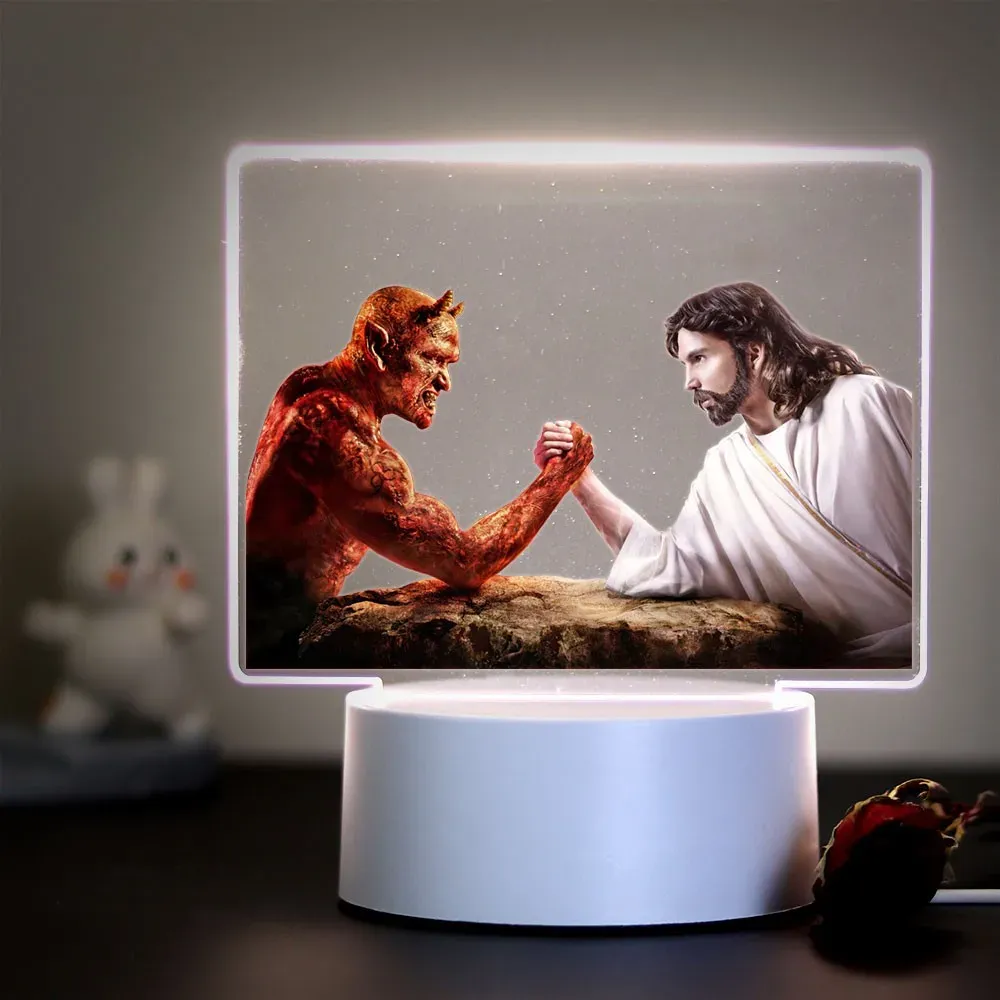 Jesus And Satan Acrylic Night Lights Anime Table Lamp For Kids Room ...