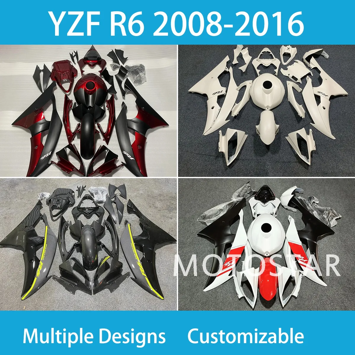 Custom Yzf R6 Fairings For Yamaha YZF R6 2017 2023 100% Fit Injection ...
