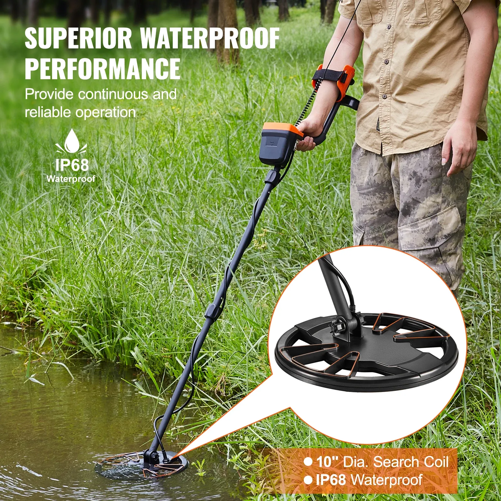 VEVOR Metal Detectors For Adults And Kids 10 Inch Waterproof Search ...