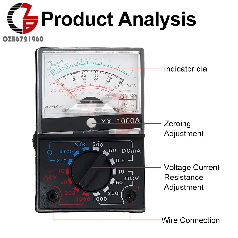 Professional Analog Multimeter: YX-1000A AC/DC Volt-Ammeter Multimeter ...