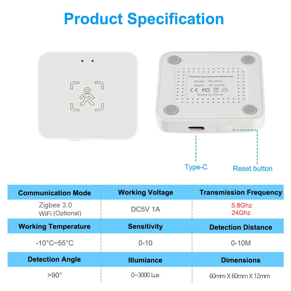 Smart WiFi/ Zigbee Human Posture ultrasonic sensor...