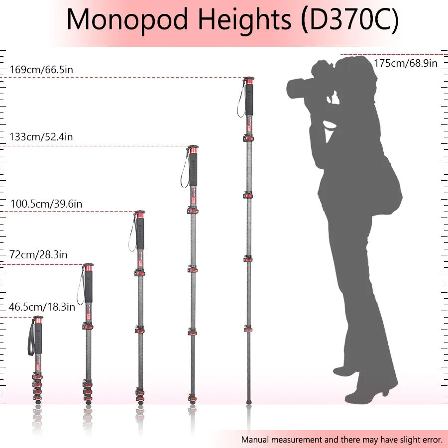 DHgate.com:Carbon Fiber Travel Monopod, GEEHOPE D260C/370C Professional ...
