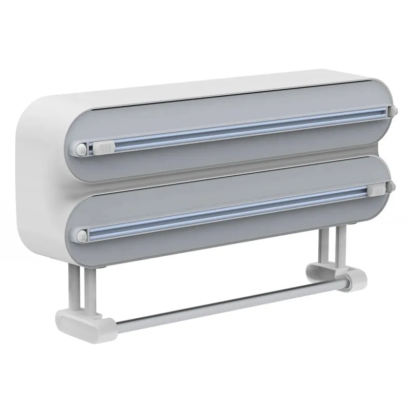 Foil and Glad Wrap Dispenser: 2-in-1 Cling Wrap Cutter & Storage ...