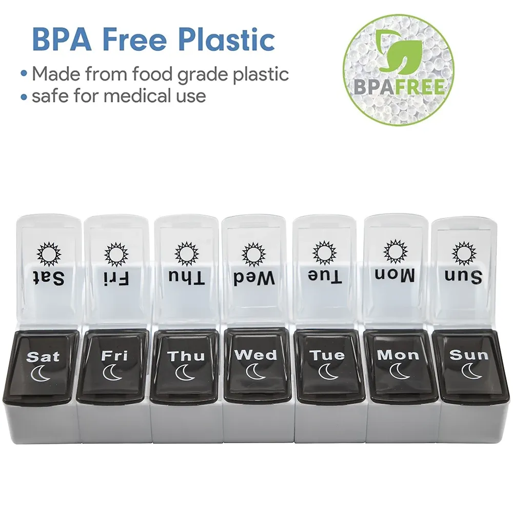Extra Large Weekly Pill Organizer with 14 Compartments, Twice Daily AM ...