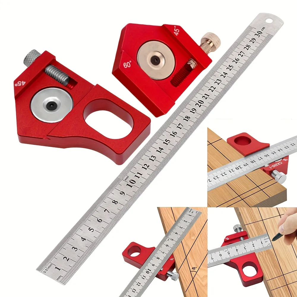 Precision Steel Ruler Positioning Block: 45/60/90° Angle Scriber Line ...