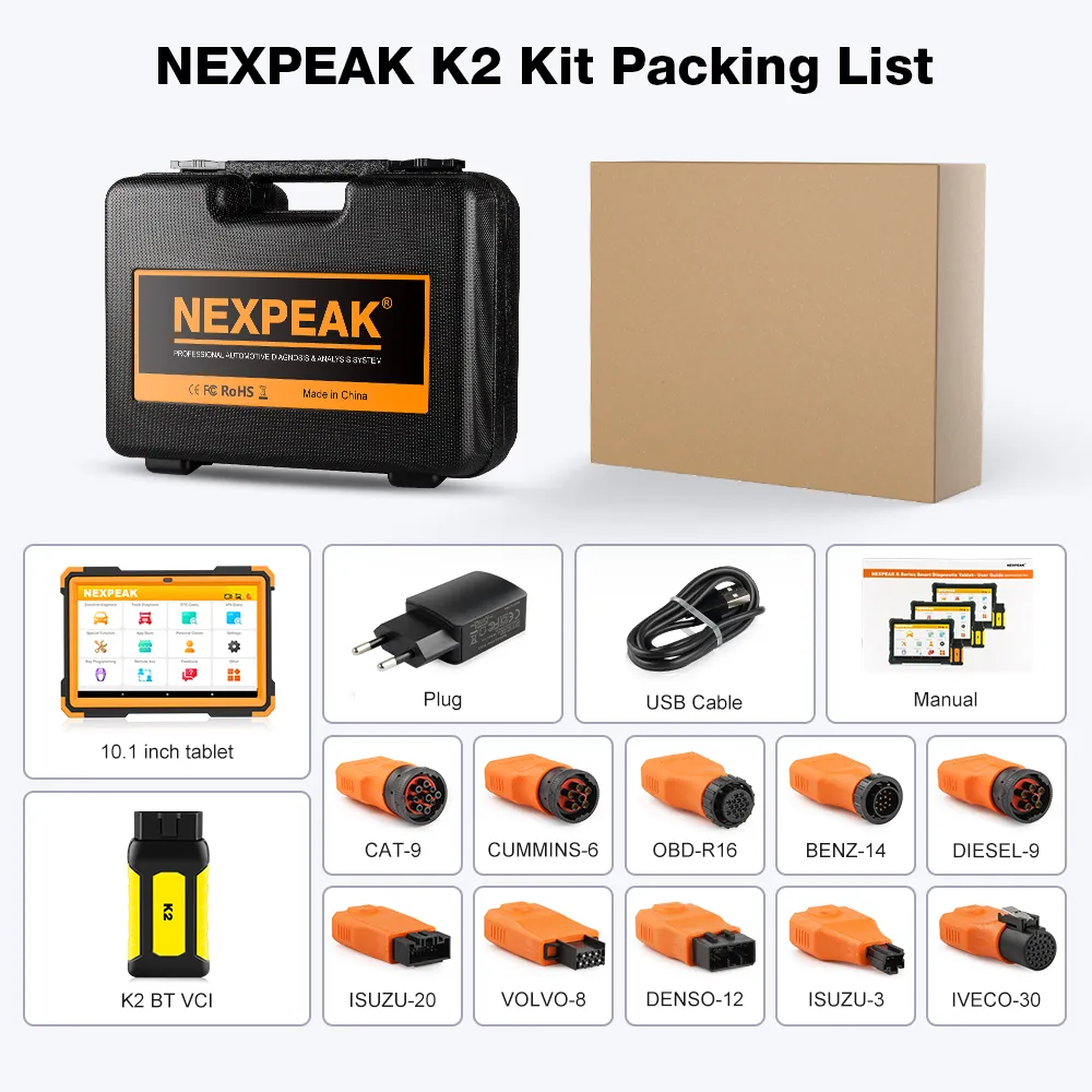 NEXPEAK K2 HD Truck Diagnostic Scanner, Bluetooth OBD2 Code Reader DPF ...