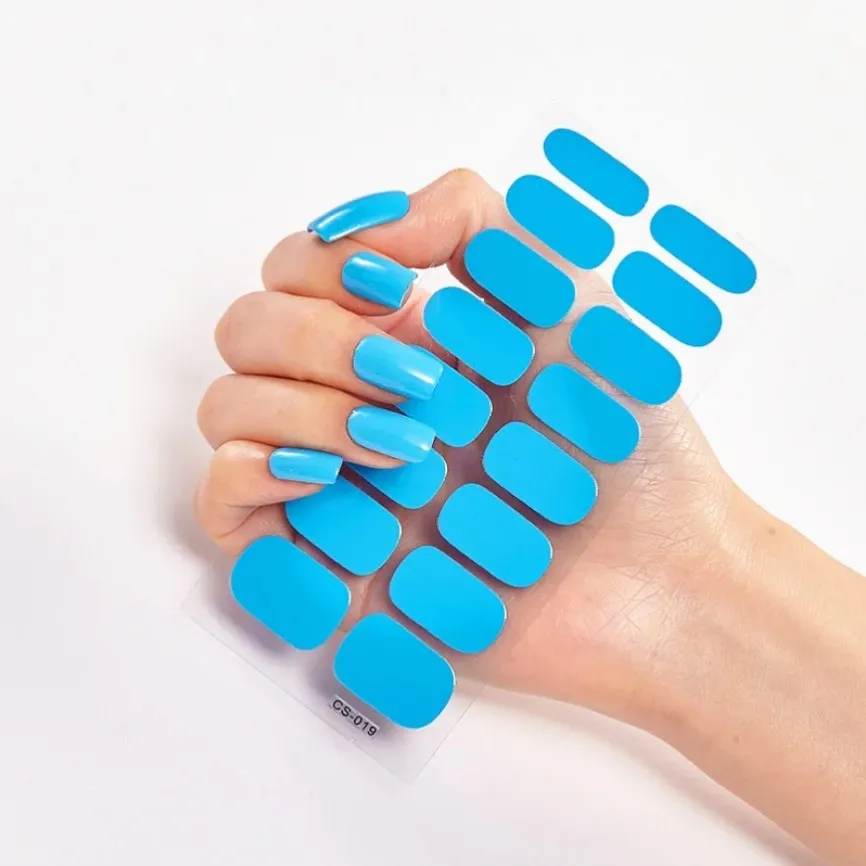16 Tips Semi-Cured Gel Nail Patch Strip Gradient Adhesive Slider Full ...