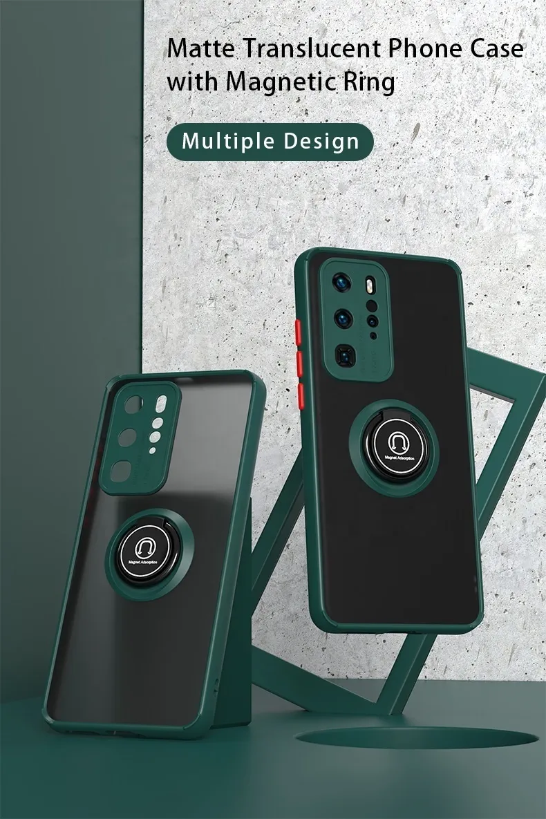 Shockproof Matte TPU Case with Car Magnet Ring Holder for Huawei P40 ...
