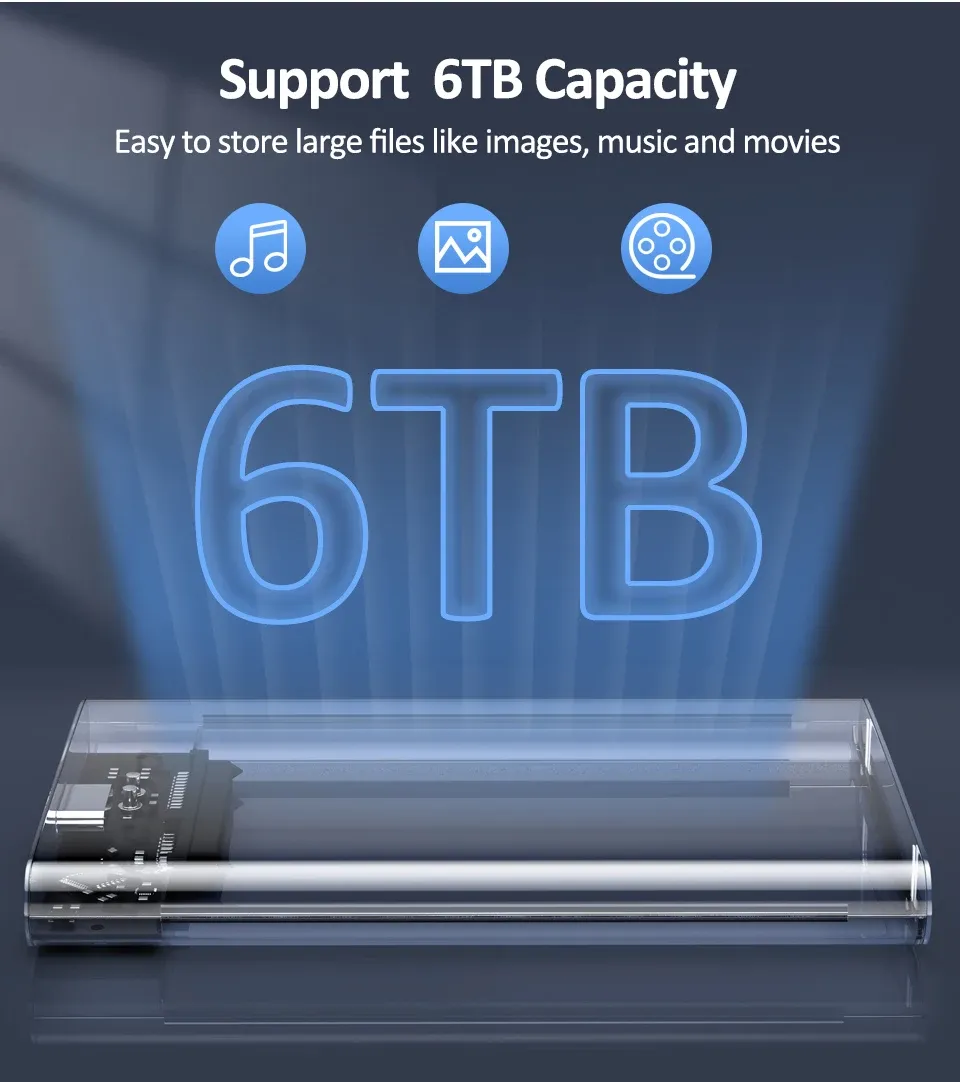 ELECTOP MicroB USB3.0 HDD Enclosure USB 3.1 Type C Case Support 2.5 ...