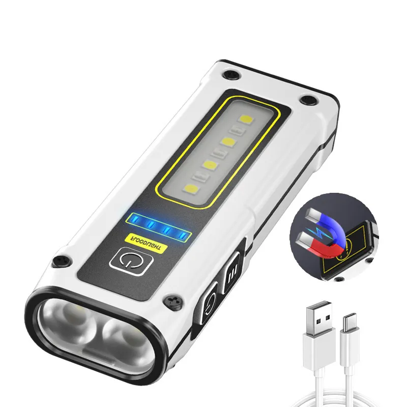 Dual Light Mini LED Flashlights Type C Rechargeable Portable Torch With ...