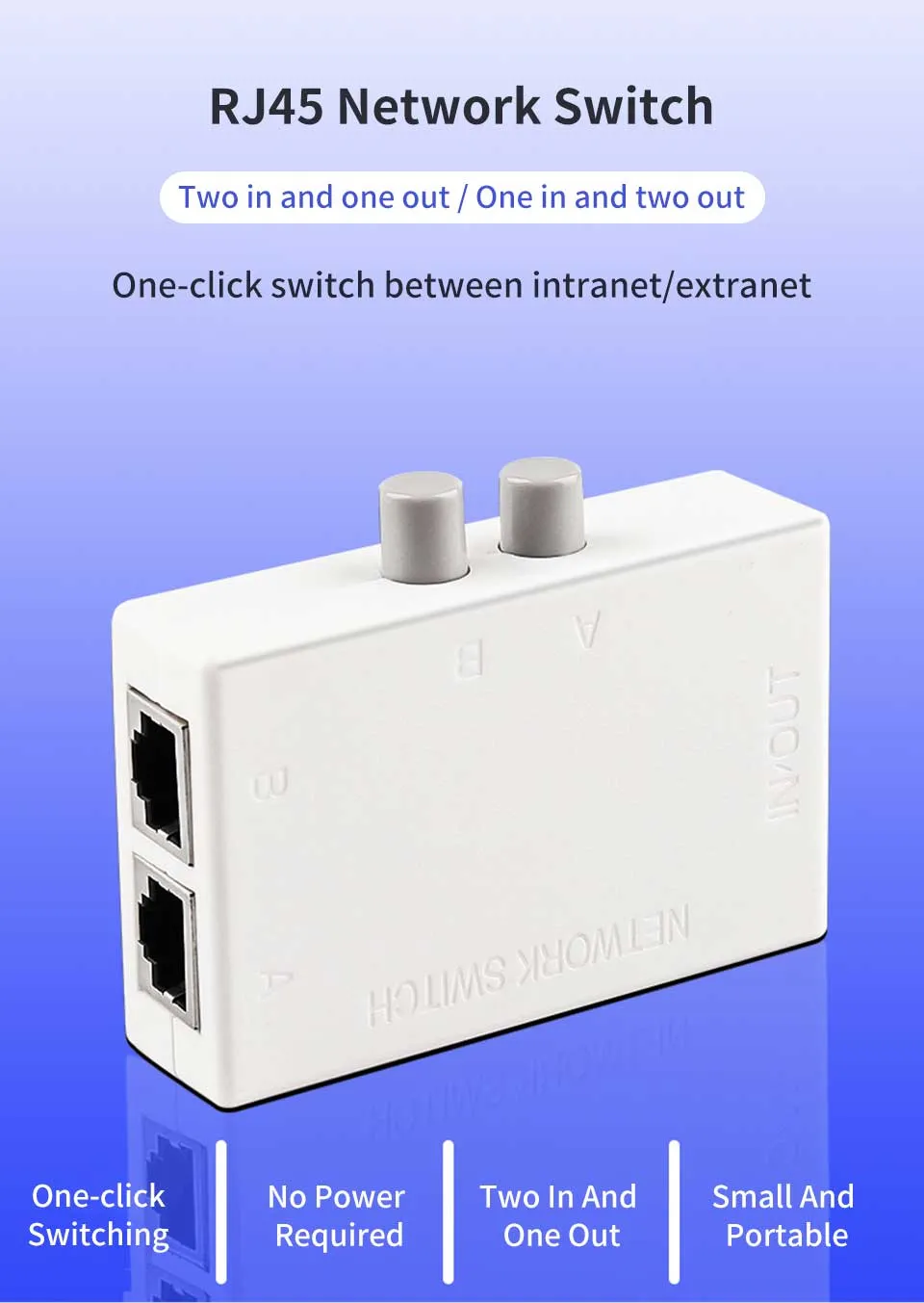 Mini 2 Port RJ45 Network Switch Ethernet Dual 2 Way Port Manual Sharing ...