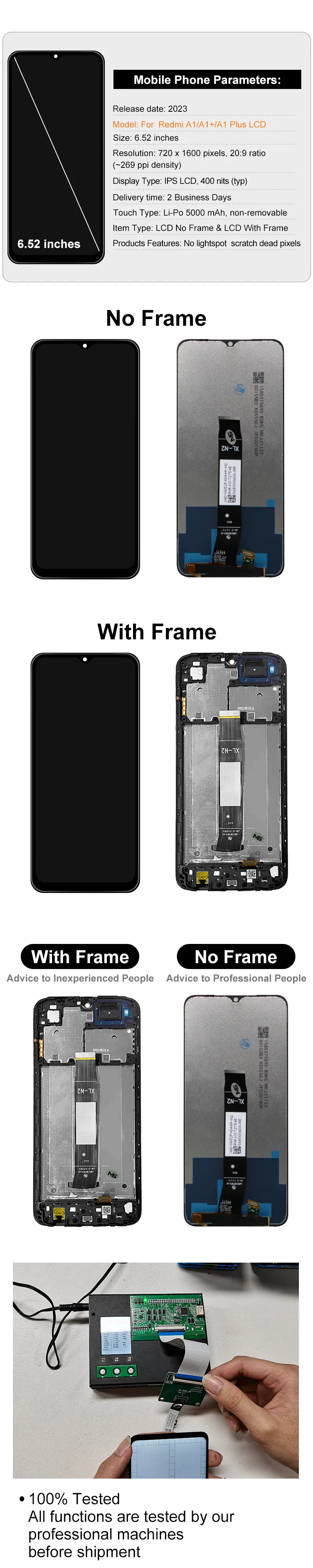 52'' LCD Touch Screen Digitizer Assembly Replacement for Xiaomi Redmi ...