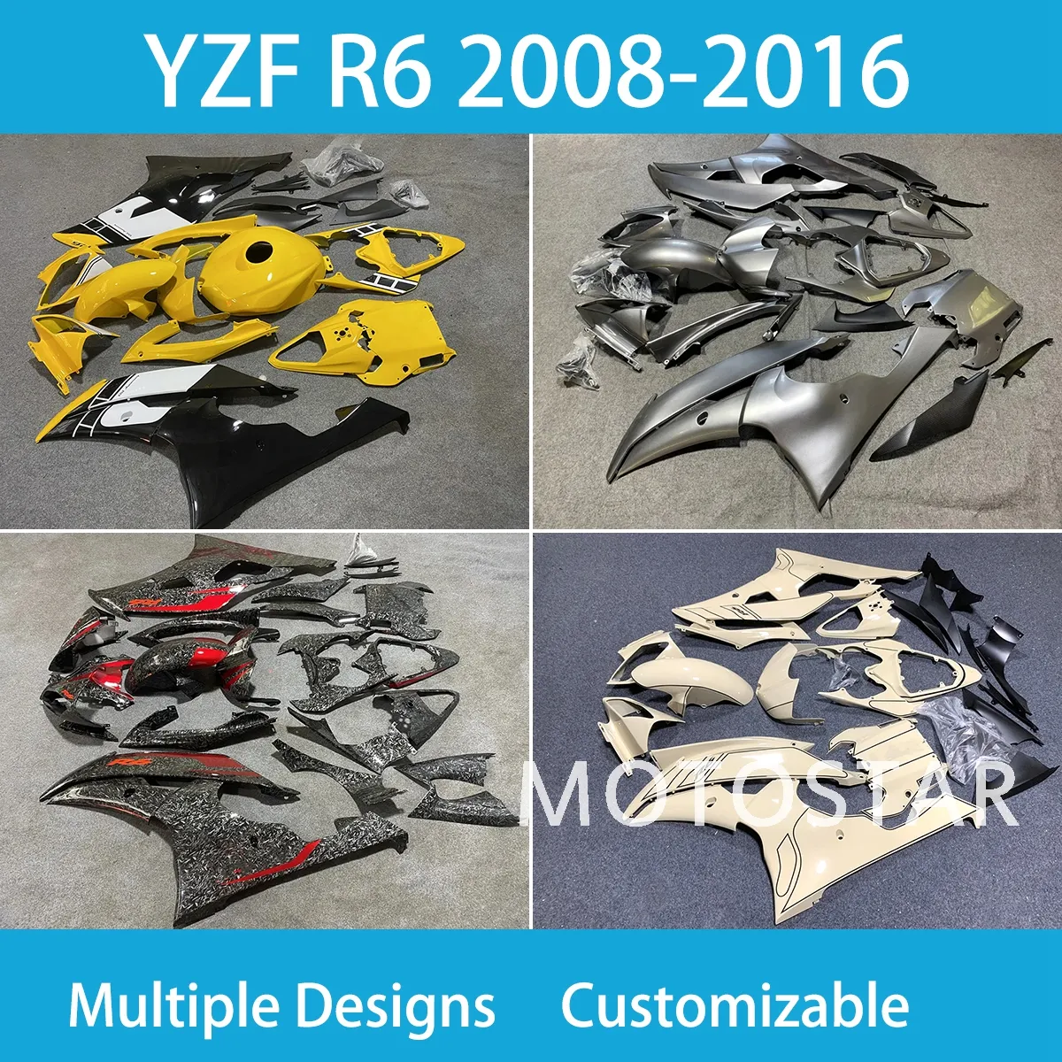 Custom Yzf R6 Fairings For Yamaha YZF R6 2017 2023 100% Fit Injection ...
