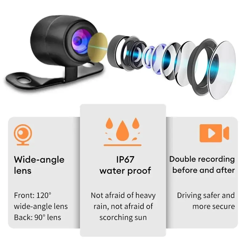 1080P Waterproof Motorcycle Camera DVR with 3.0-Inch Front and Rear ...