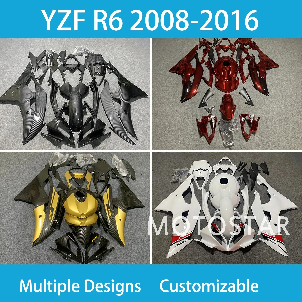 Custom 2007 Yzf R6 Fairings For Yamaha YZF R6 2017 2023 100% Fit ...