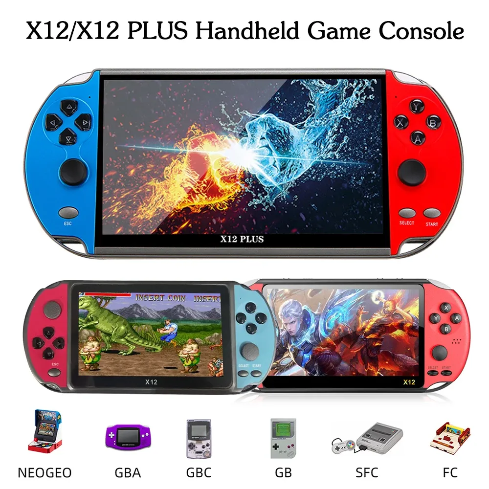 X12/X12 Plus Retro Handheld Game Console 5.1/7.1 Inch HD Screen ...