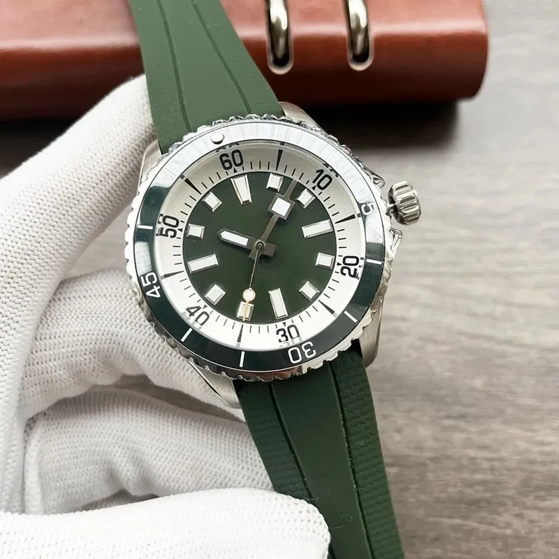 Men's Automatic Watch with Green Rubber Strap, Sapphire Glass ...