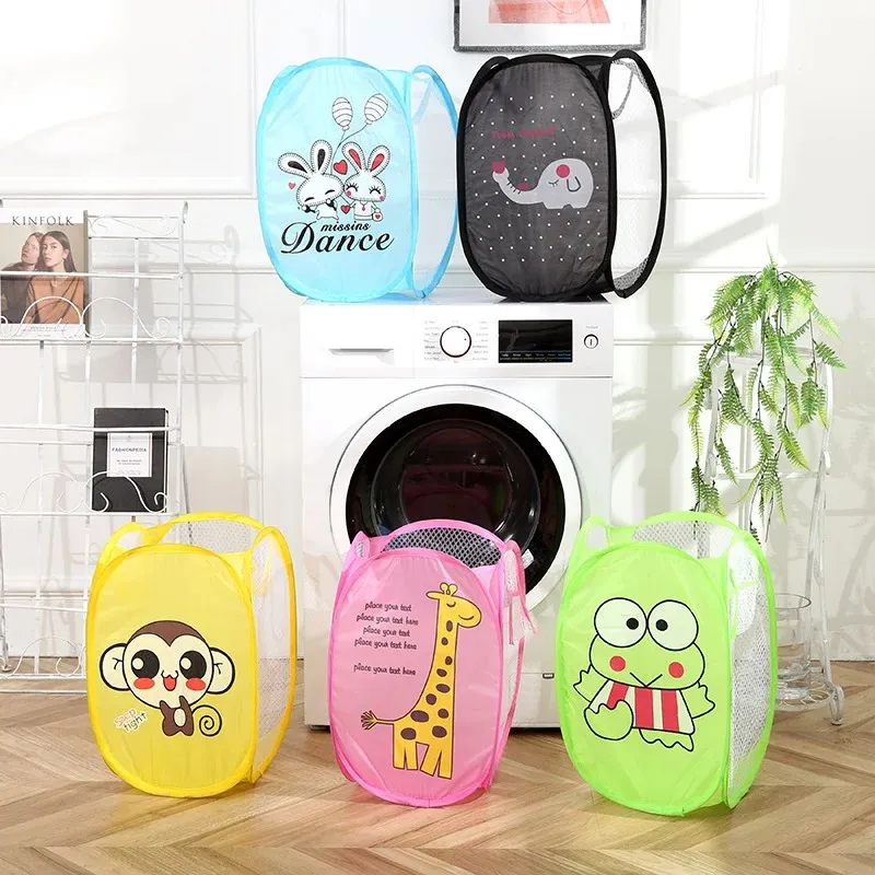 Cartoon Folding Laundry Basket with Storage: Kids Toys, Sundries ...