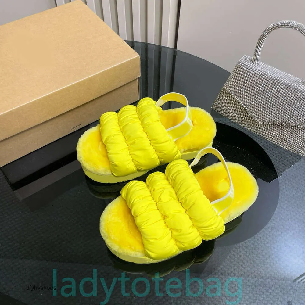 Designer uggg wool integrated womens slippers soft plush open toed ...