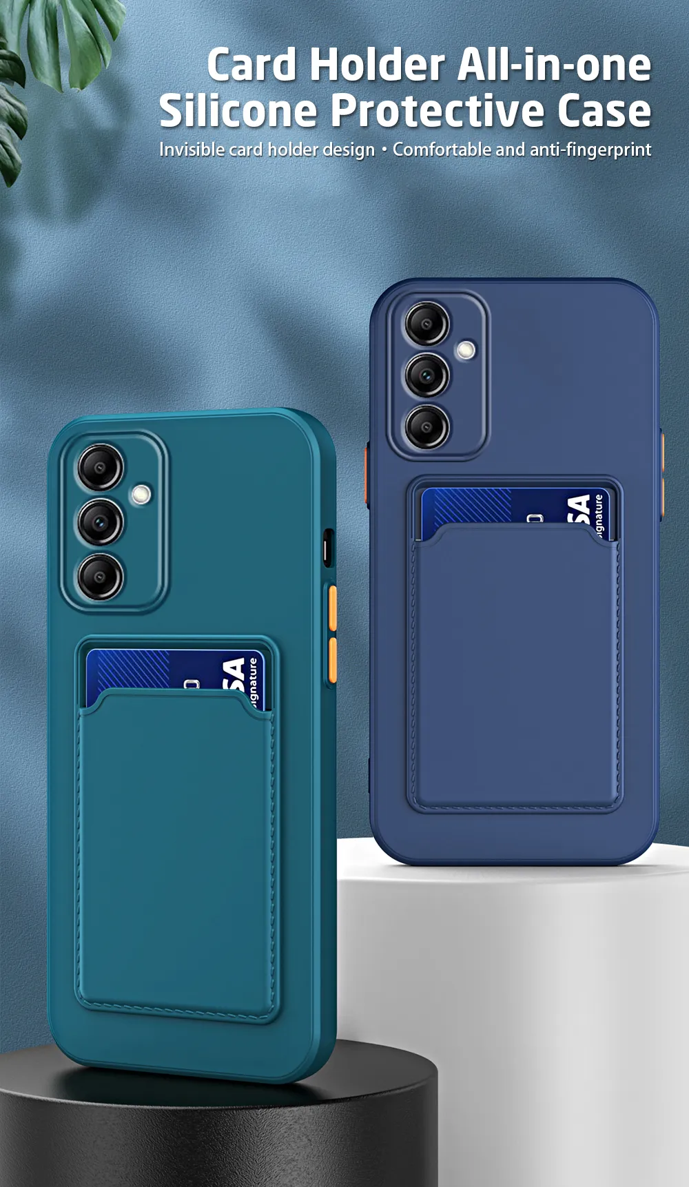 Liquid Soft Silicone Case with Card Holder Wallet Cover for Samsung A55 ...