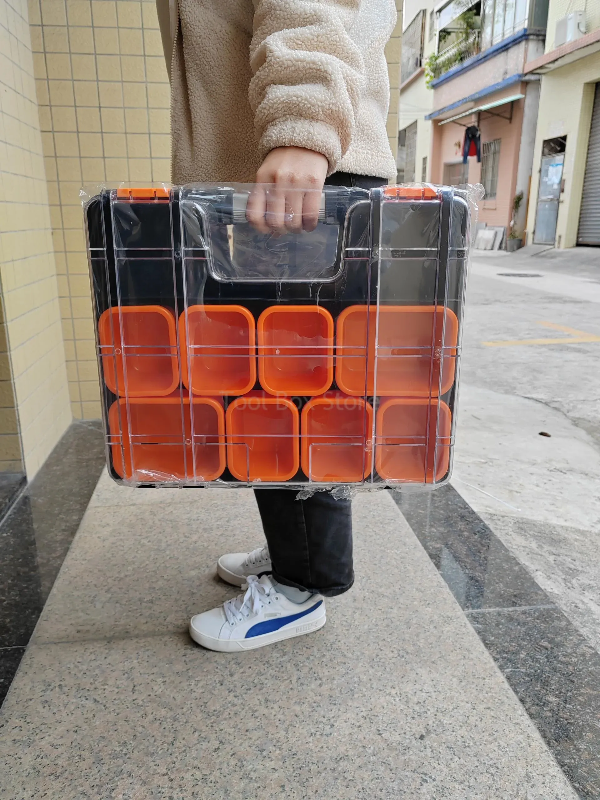 Double-Sided Storage Toolbox: Portable Plastic Parts Organizer with ...