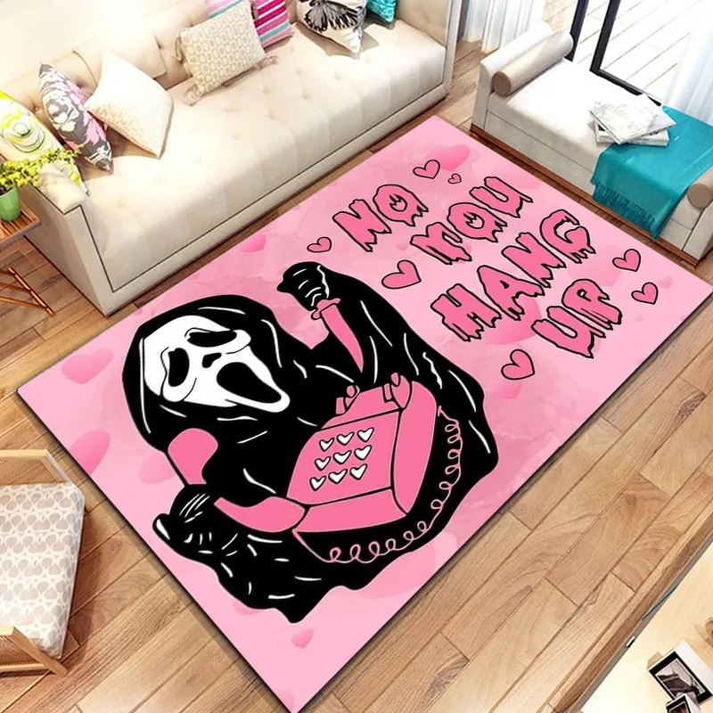 Funny 3D Horror Rug: Pink Ghostface Design, Soft Carpets for Living ...