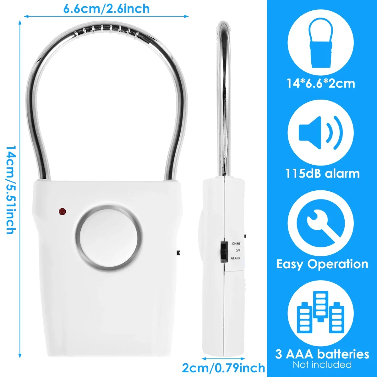 Door Handle Alarm Portable Door Security Alarm Alarm Equipment Battery ...