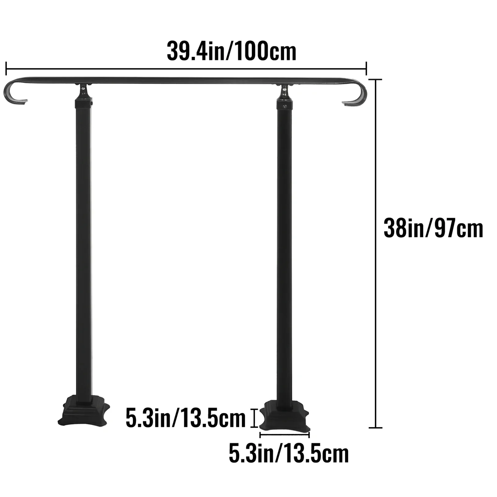 2024VEVOR Wrought Iron Handrail - Black Railings for 1 or 3 Front Porch ...