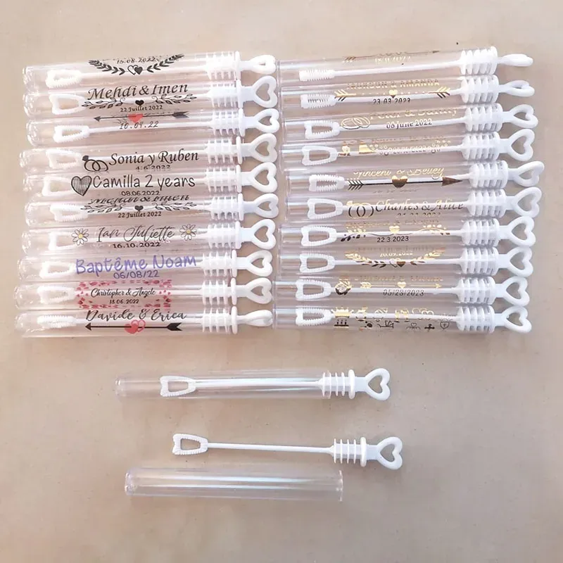 50/Mini Bubble Tubes with Gold Personalized Labels for Wedding Decor ...