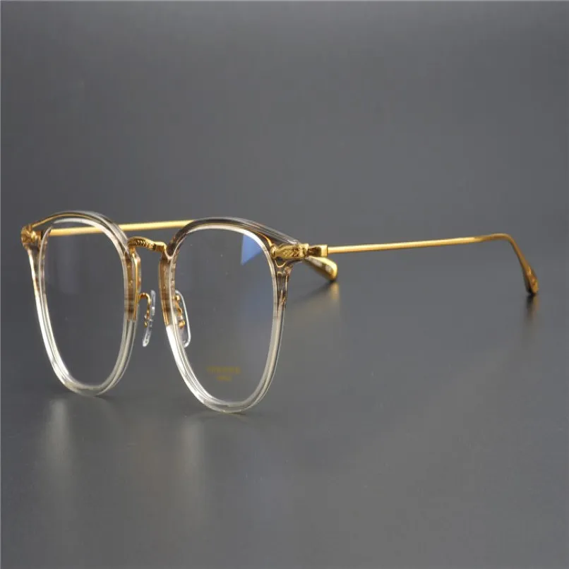 Handmade Pure Titanium Prescription Glasses Retro Round Eyeglasses ...